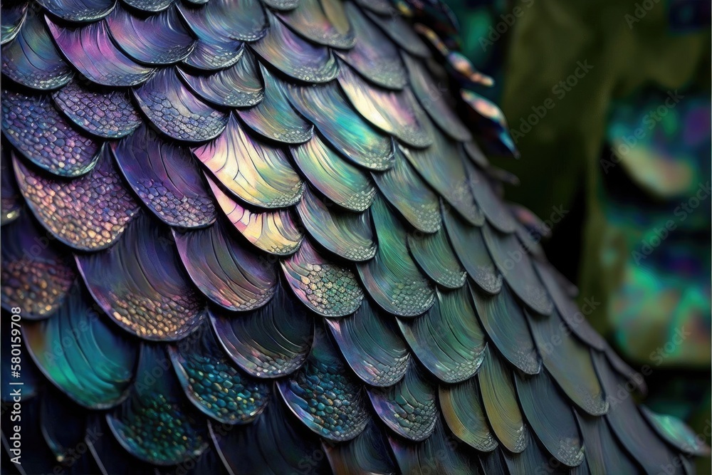 Abstract art of dragon skin in seamless iridescent fantasy scales ...