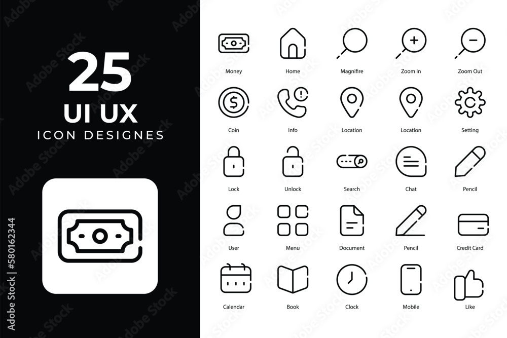 Ui Ux Icons Set Ui Ux Related Objects And Elements Vector
