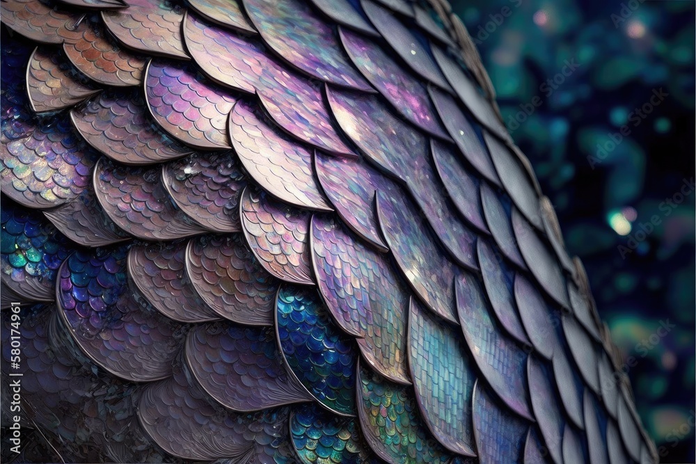 Abstract art of dragon skin in seamless iridescent fantasy scales ...