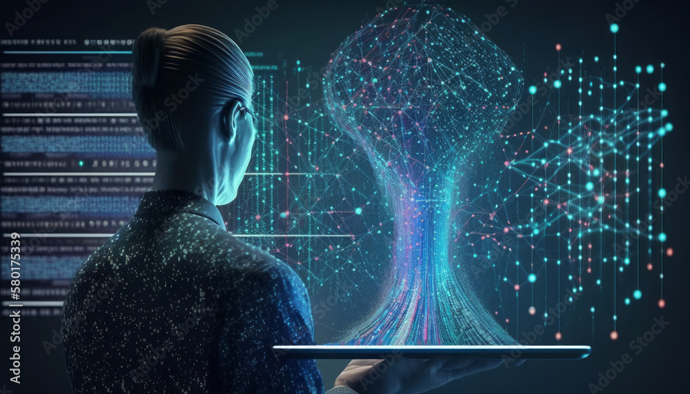 Data science and big data technology. Data scientists are using virtual ...