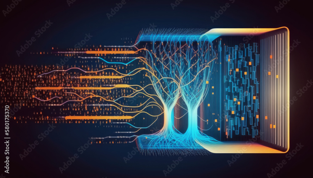 Big data technology and data science. Data scientist querying ...