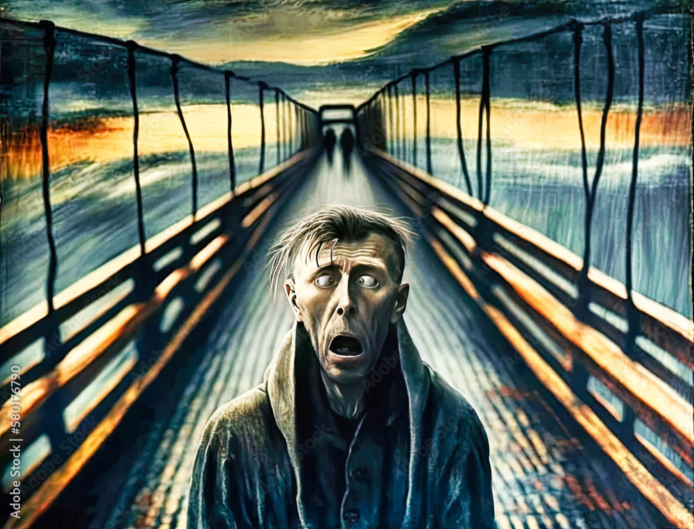Scary painting of a suffering man in the style of the scream by Edvard ...