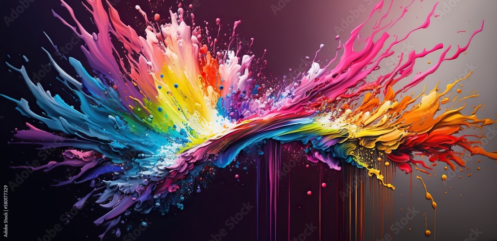 burst of rainbow colors exploded across the canvas creating vibrant and ...