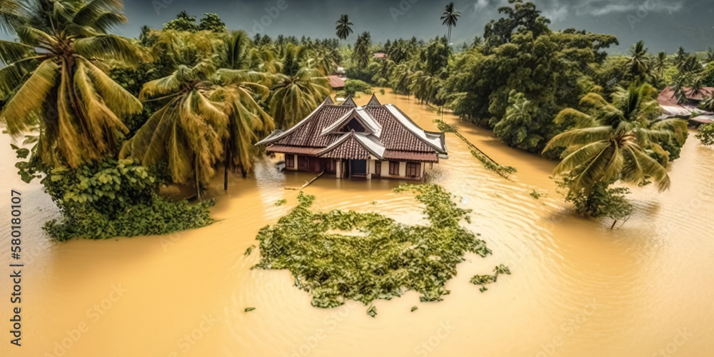 A severe tropical storm with heavy rainfall caused a major flooding ...