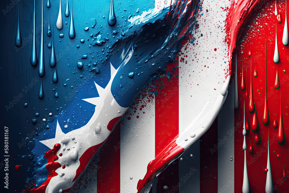 Abstract USA flag background with dripping paint look created with ...