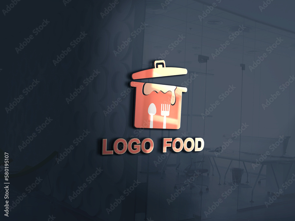 3d design food logo illustration on office wall, suitable for ...