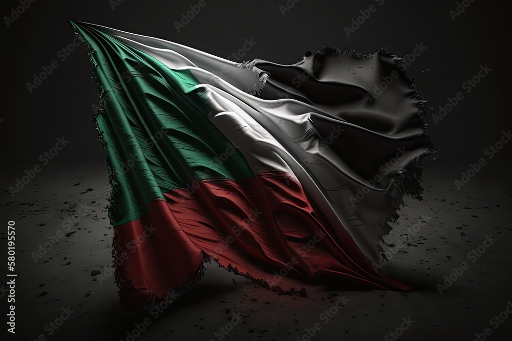 wrinkly Palestinian flag against a dark background. Generative AI Stock ...