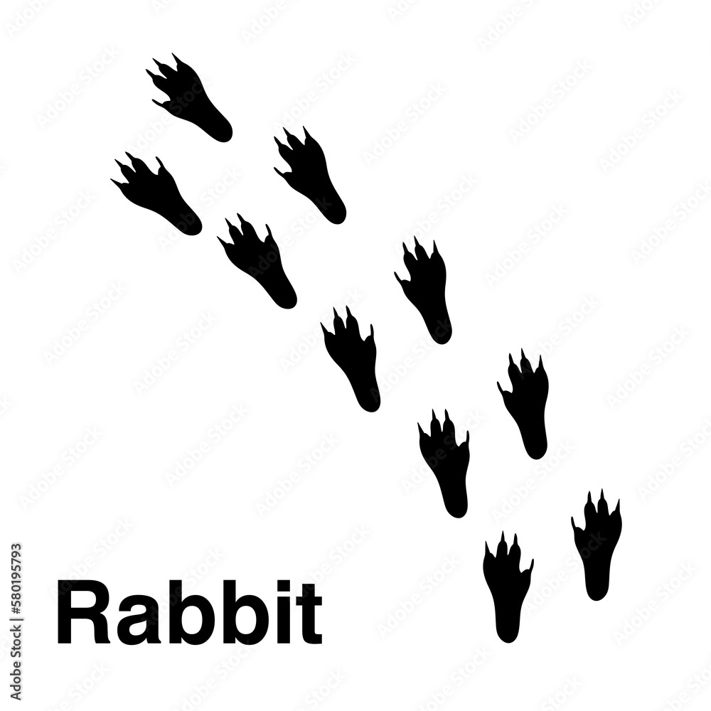 Rabbit Foot print, vector icon illustration, animal paw print isolated ...