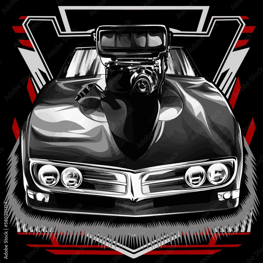 drag race illustration isolated in black background for poster, t-shirt ...