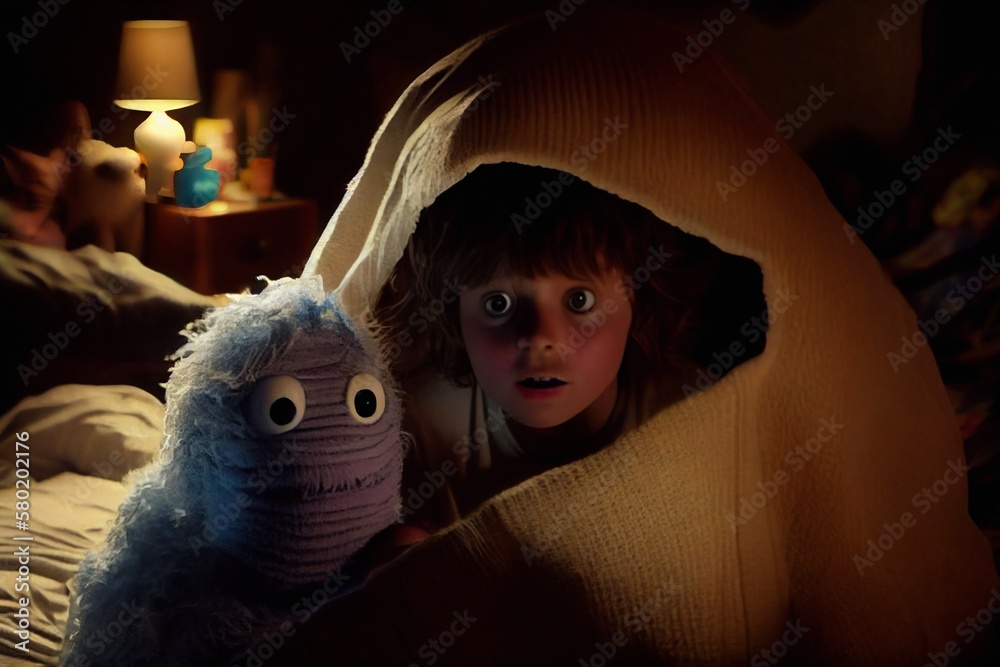 little boy laying bed stuffed animal costume design love alien monster ...