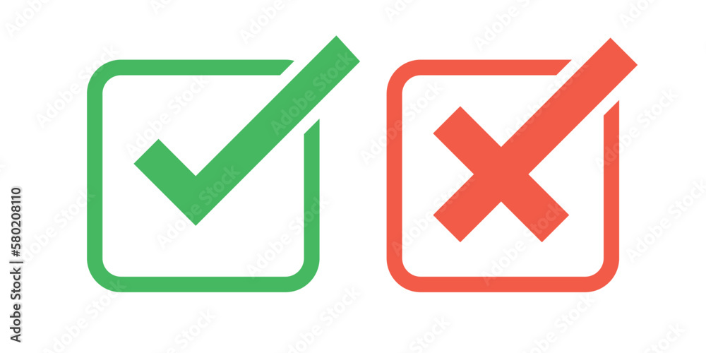 Checkmark and cross icons. Editable stroke. Vector graphic illustration ...