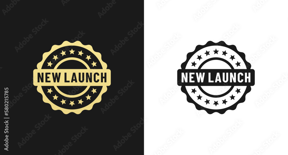 New launch label vector or New launch stamp vector isolated in flat ...
