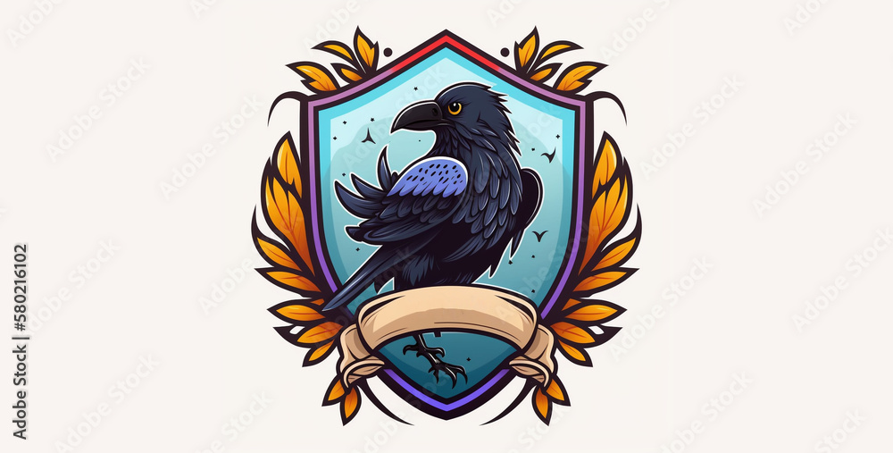 simple cute friendly Raven logo shield cartoon sticker hd wallpaper ...