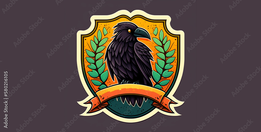 simple cute friendly Raven logo shield cartoon sticker hd wallpaper ...
