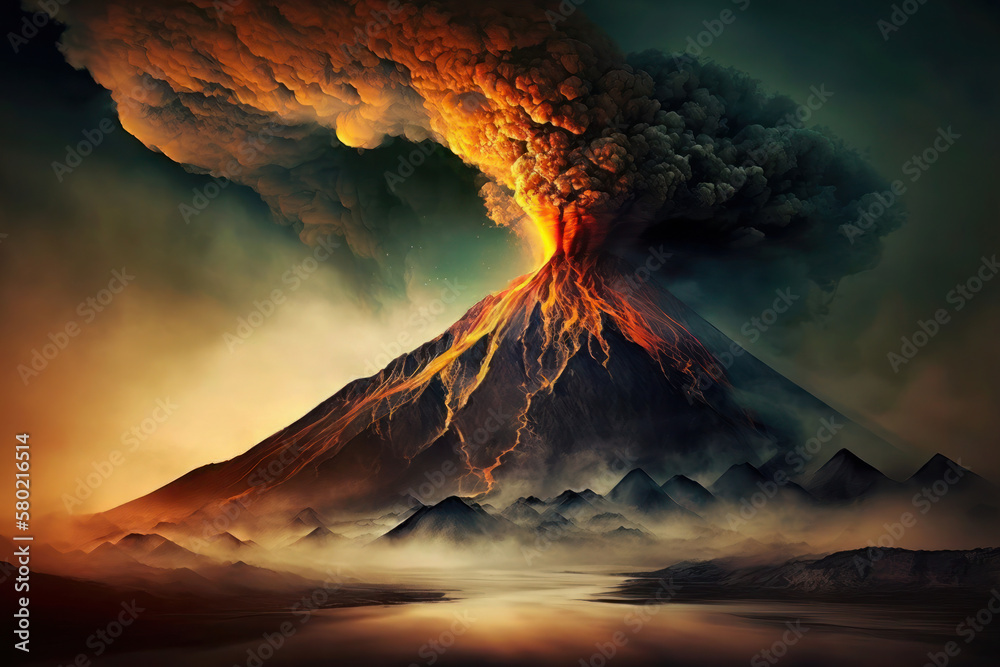 The mountains come alive with the eruption of a volcano! A spectacular ...
