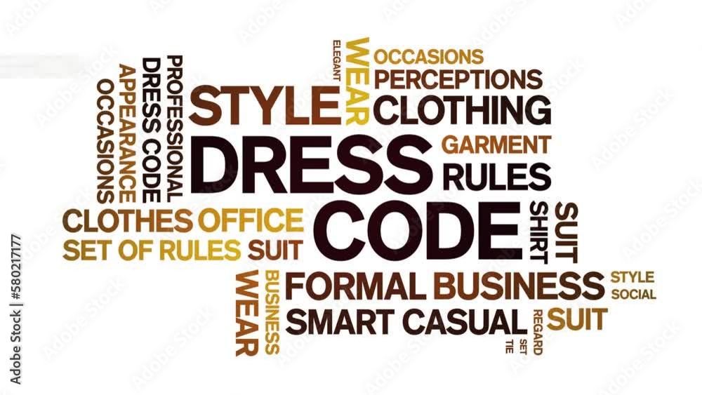 Dress Code animated tag word cloud;text design animation kinetic ...
