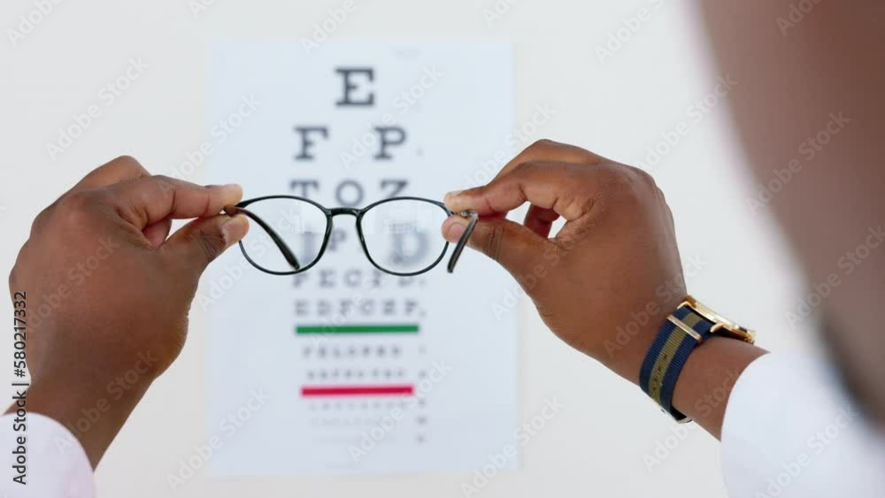 Video Stock Optometry, letter and healthcare with glasses and chart and ...