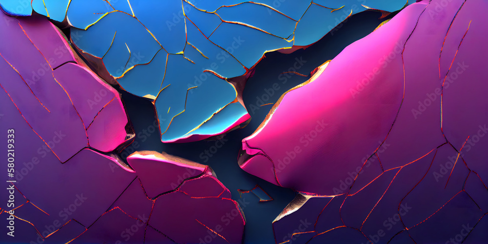 Crystalline Depths: An Abstract of Angular Fragments shades of blue and ...