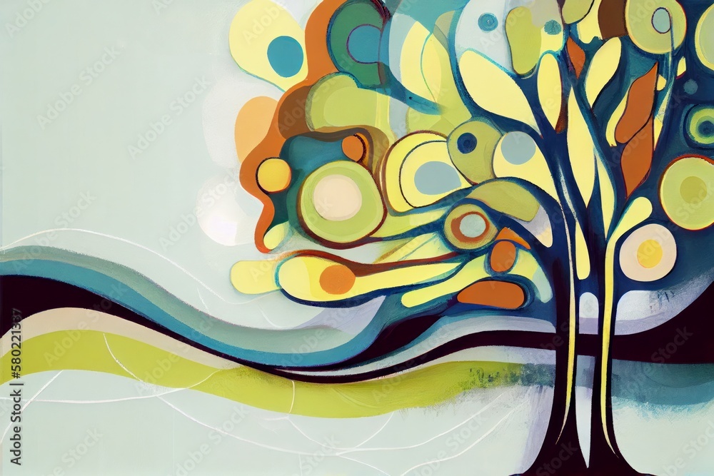 painting tree modern art vector digital graffiti landscape smooth ...