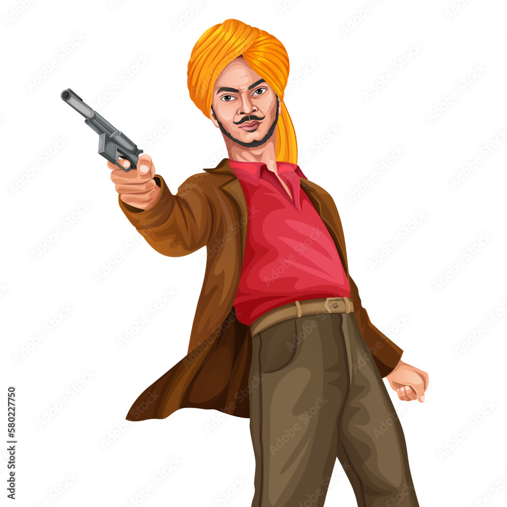 Stock Vector illustration of Nation Hero and Freedom Fighter Bhagat ...