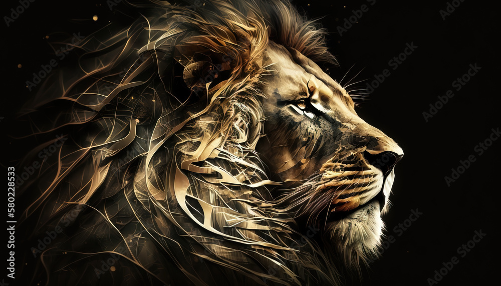 Lion animal abstract wallpaper. Contrast background panthera in vivid ...