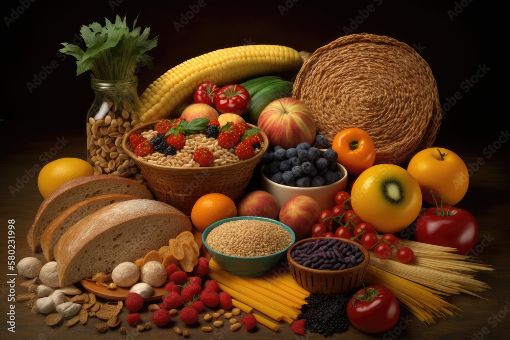 Foods rich in fiber include fruit, vegetables, whole wheat bread, pasta, nuts, legumes, grains ...