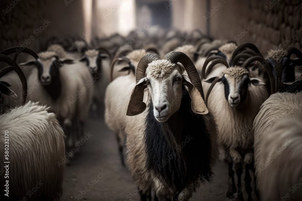 The flock of sacrificed sheep is out on patrol and feeding. The idea of ...