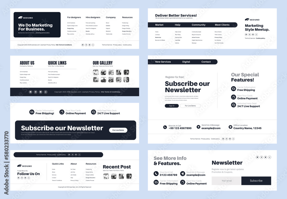 Footer Design Web UI UX Template Stock Template | Adobe Stock