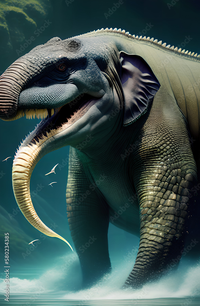 Makara - a sea creature with the head of a crocodile, trunk of an ...