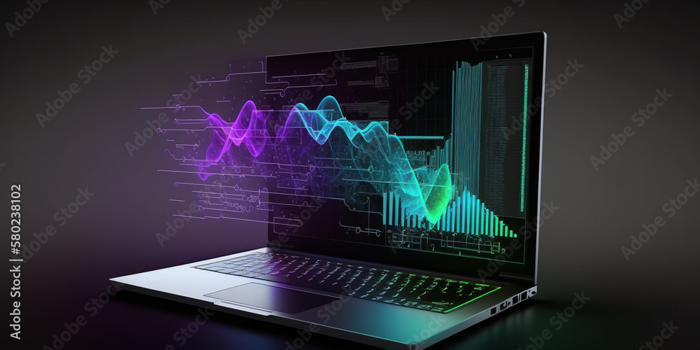 Laptop with analytical data. Created with generative Ai technology ...
