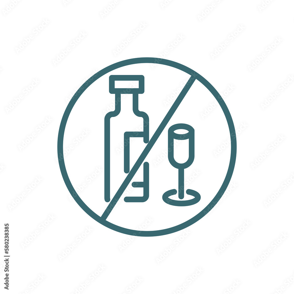 no alcohol icon. Thin line no alcohol icon from islamic and ramadan ...