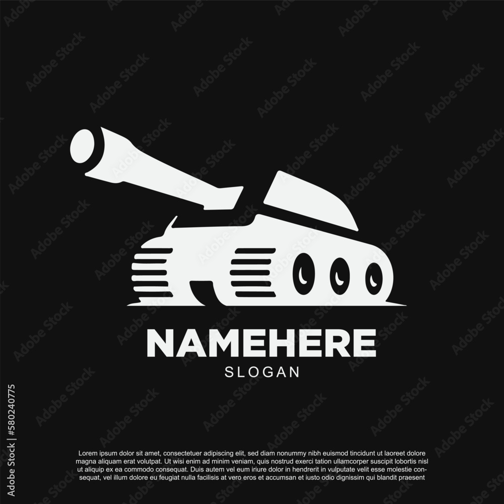 Vintage retro tank military logo design isolated on dark background ...