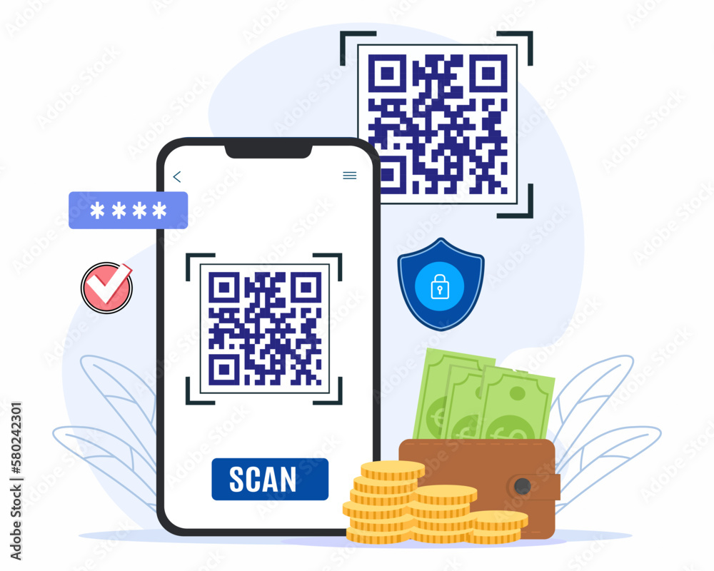 scan to pay, Scanning qr code for online payment, money transfer. Stock ...