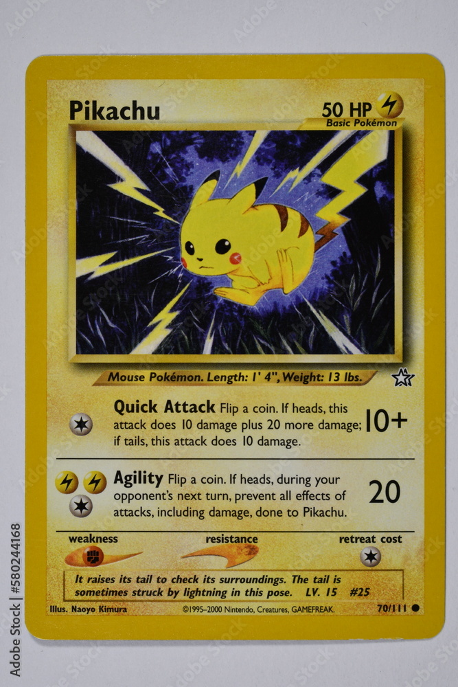 Pokemon Trading Card, Pikachu. Stock Photo | Adobe Stock