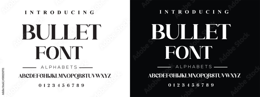 BULLET Luxury alphabet letters font and number. Typography elegant ...