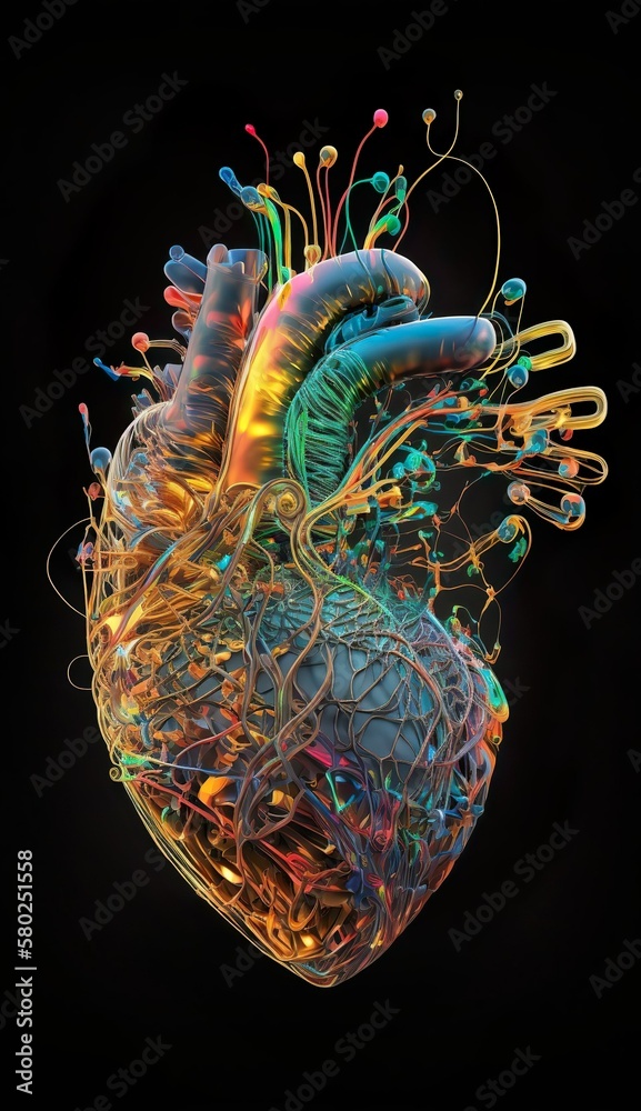 Futuristic model of artificial human heart, generative ai Stock ...