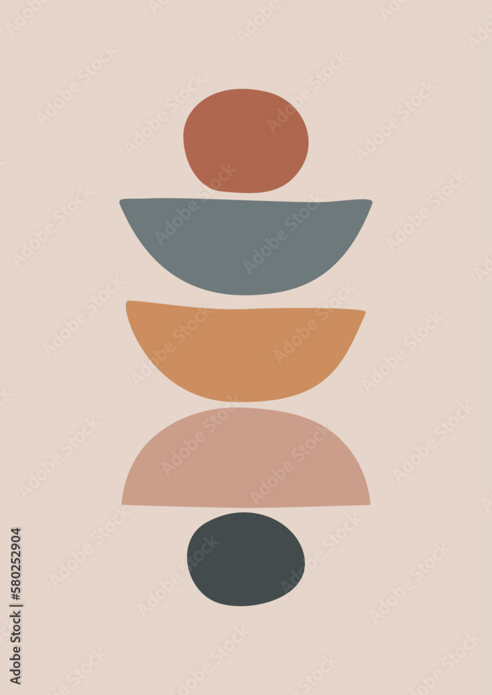 Abstract poster with balance shapes, stones. A symbol of harmony ...