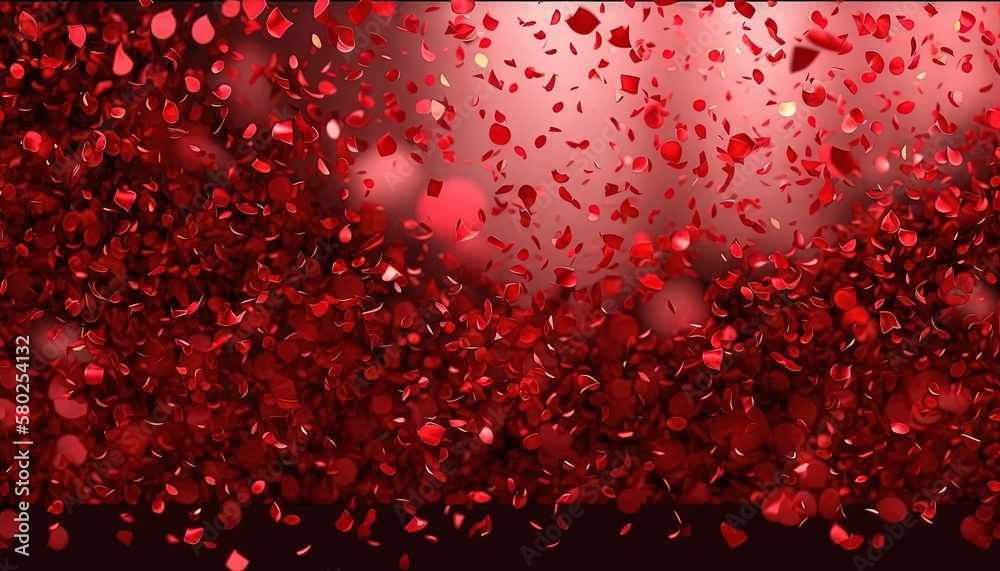 a bunch of red confetti falling from a window with a black border and a ...
