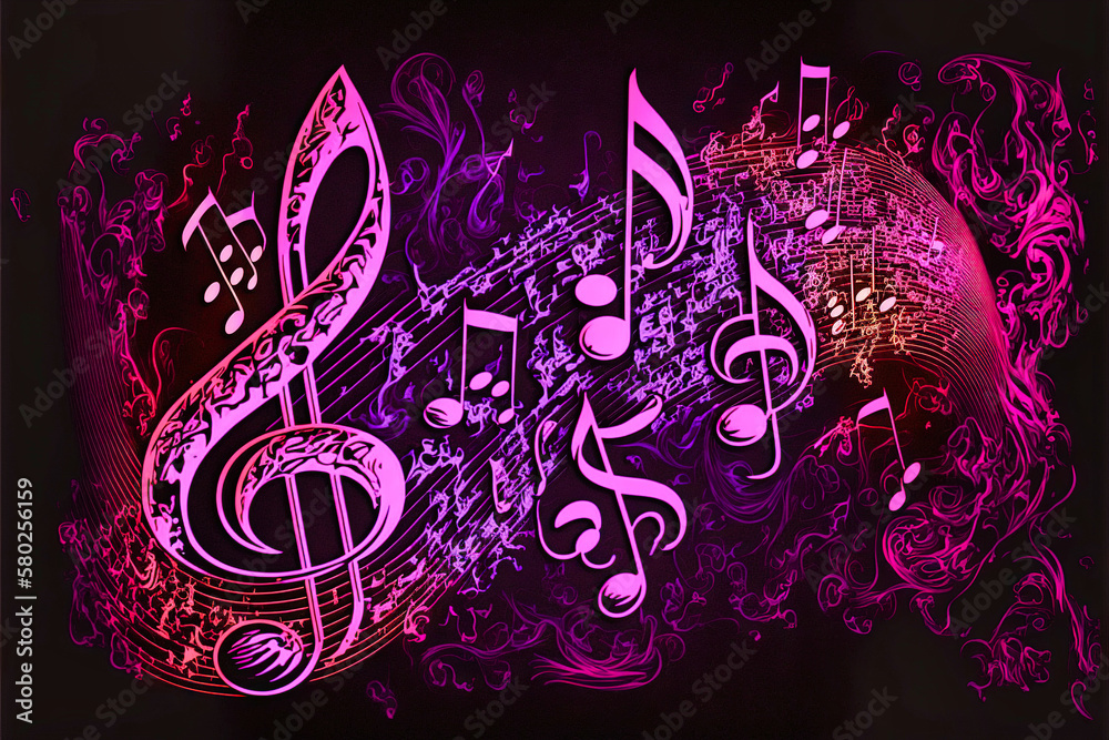 Music graphite poster, treble clef and notes. Background, wallpaper ...
