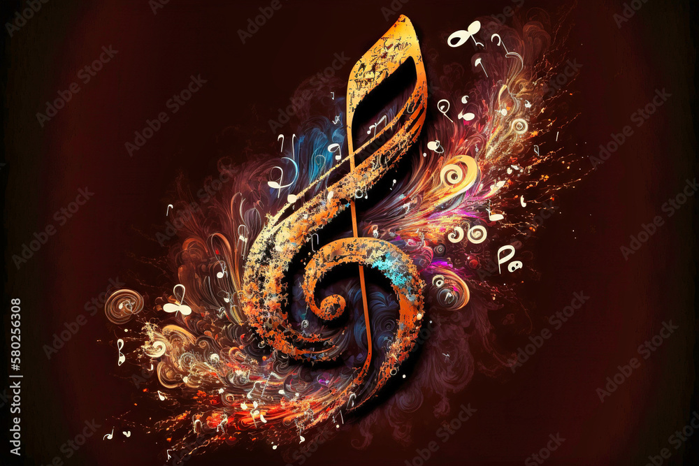 Music graphite poster, treble clef and notes. background, wallpaper ...