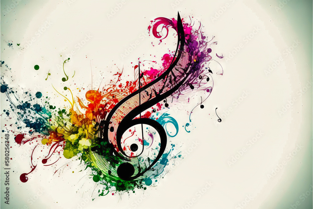 Music graphite poster, treble clef and notes. Background, wallpaper ...