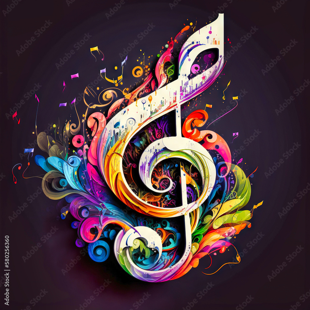 Music graphite poster, treble clef and notes. Background, wallpaper ...