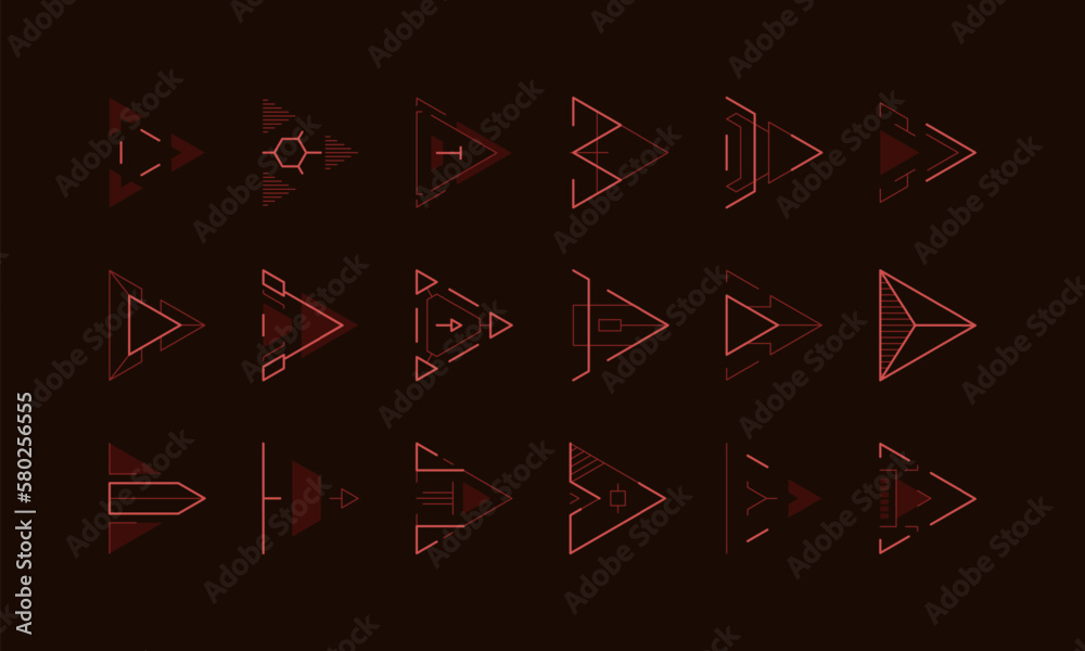 Hud arrows. Direction sign and pointer mark holographic game asset ...