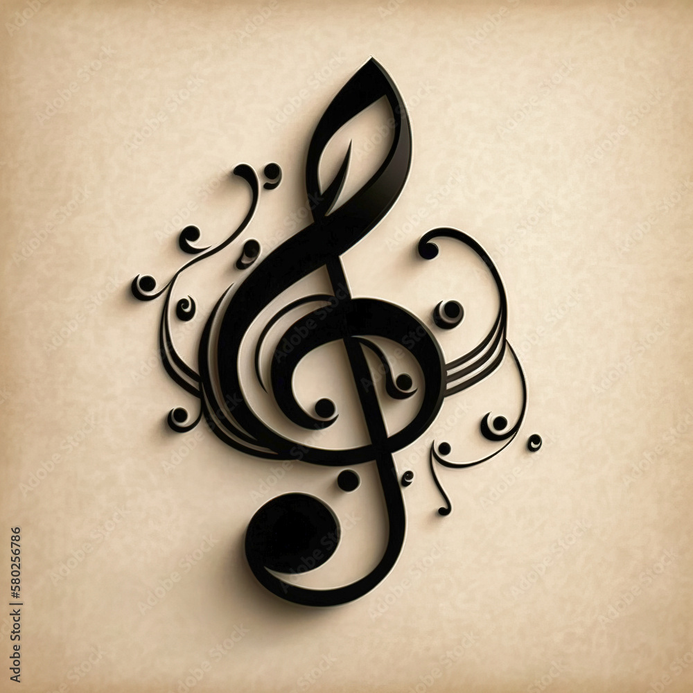 Music graphite poster, treble clef and notes. Background, wallpaper ...