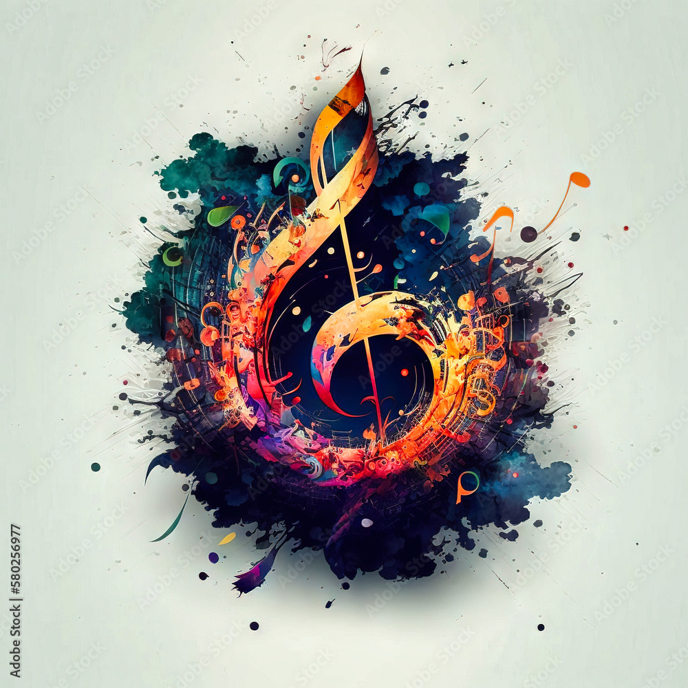 Music graphite poster, treble clef and notes. Background, wallpaper ...