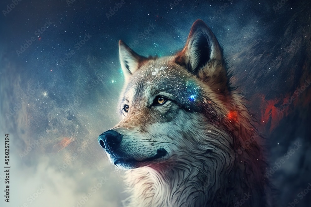 Red Wolf With Blue Eyes
