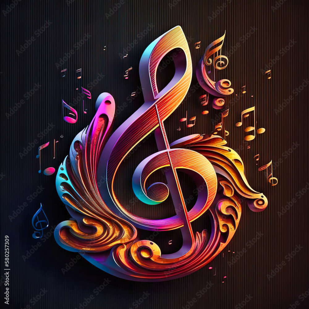 Music graphite poster, treble clef and notes. Background, wallpaper ...