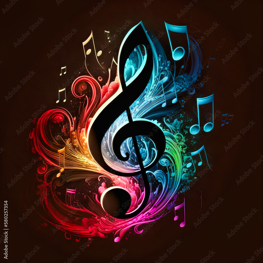 Music graphite poster, treble clef and notes. Background, wallpaper ...