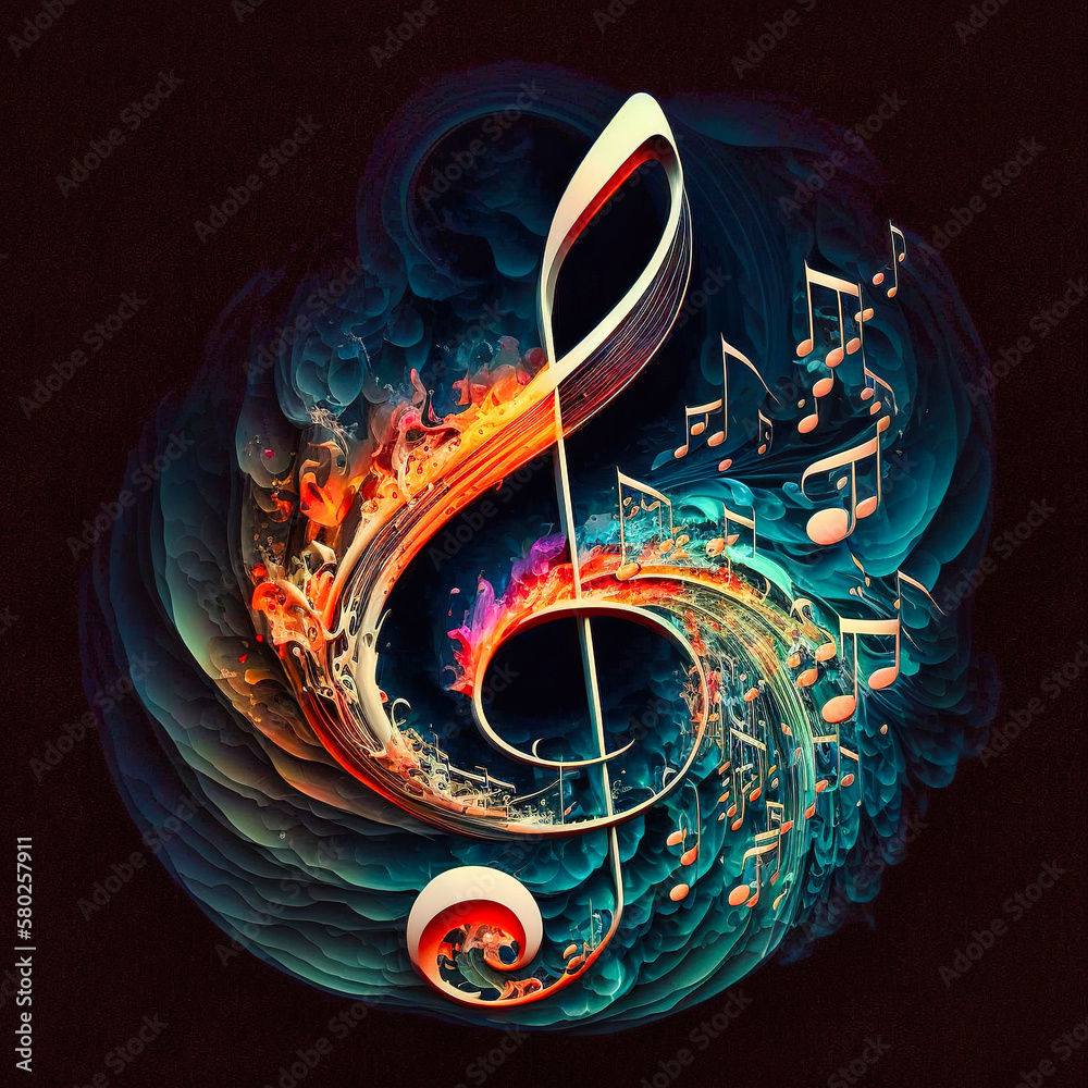 Music graphite poster, treble clef and notes. background, wallpaper ...