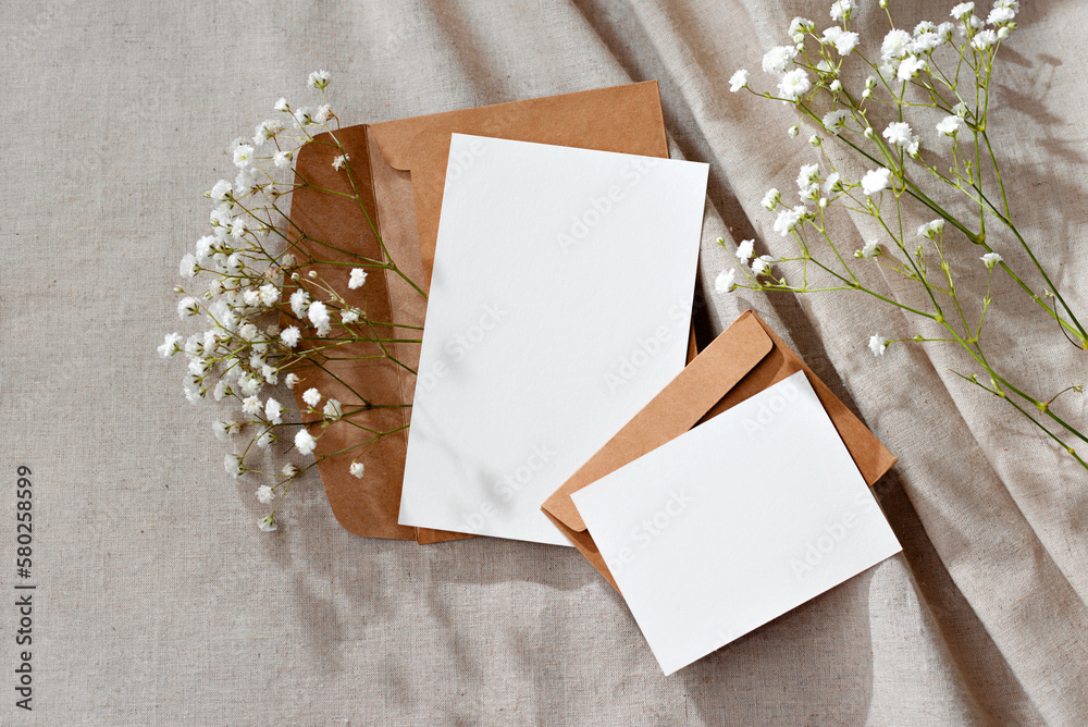 Aesthetic Floral Business Brand Template, Blank Paper Cards And 